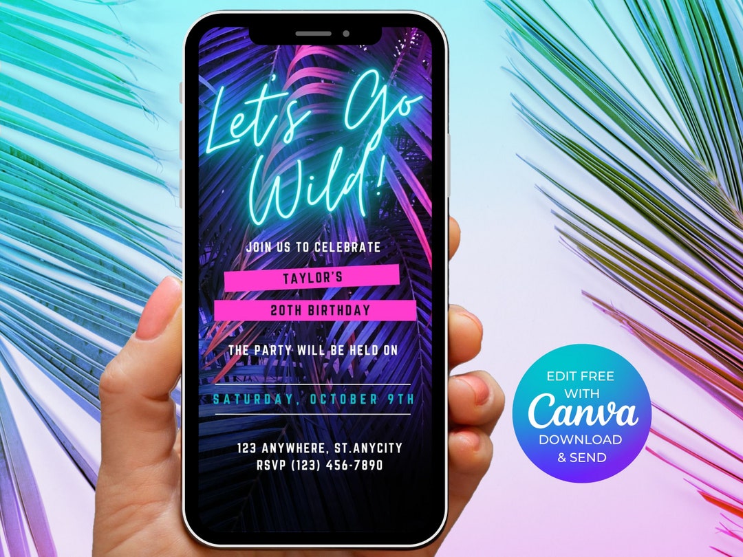 Digital Invitation Lets Go Wild Birthday Invitation Template, Editable ...