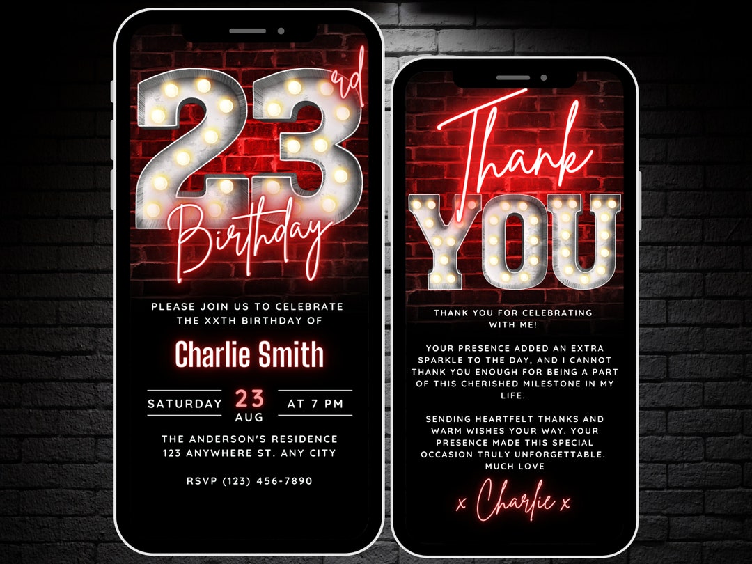 23rd Birthday Invitation Template Download for Men, 23rd Birthday ...