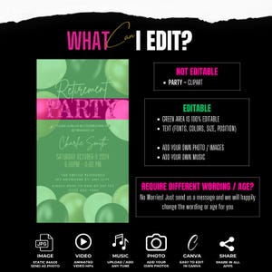 Digital Retirement Announcement Party Invitation for Women Black Gold ...