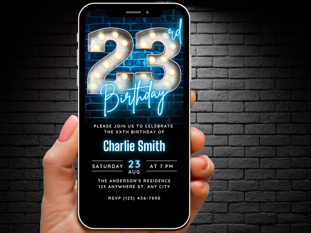 Digital 23rd Birthday Invitation for Men, Editable 23 Jordan Year Party ...