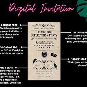 Friday the 13th Superstition Party Invitation, Superstition Party ...