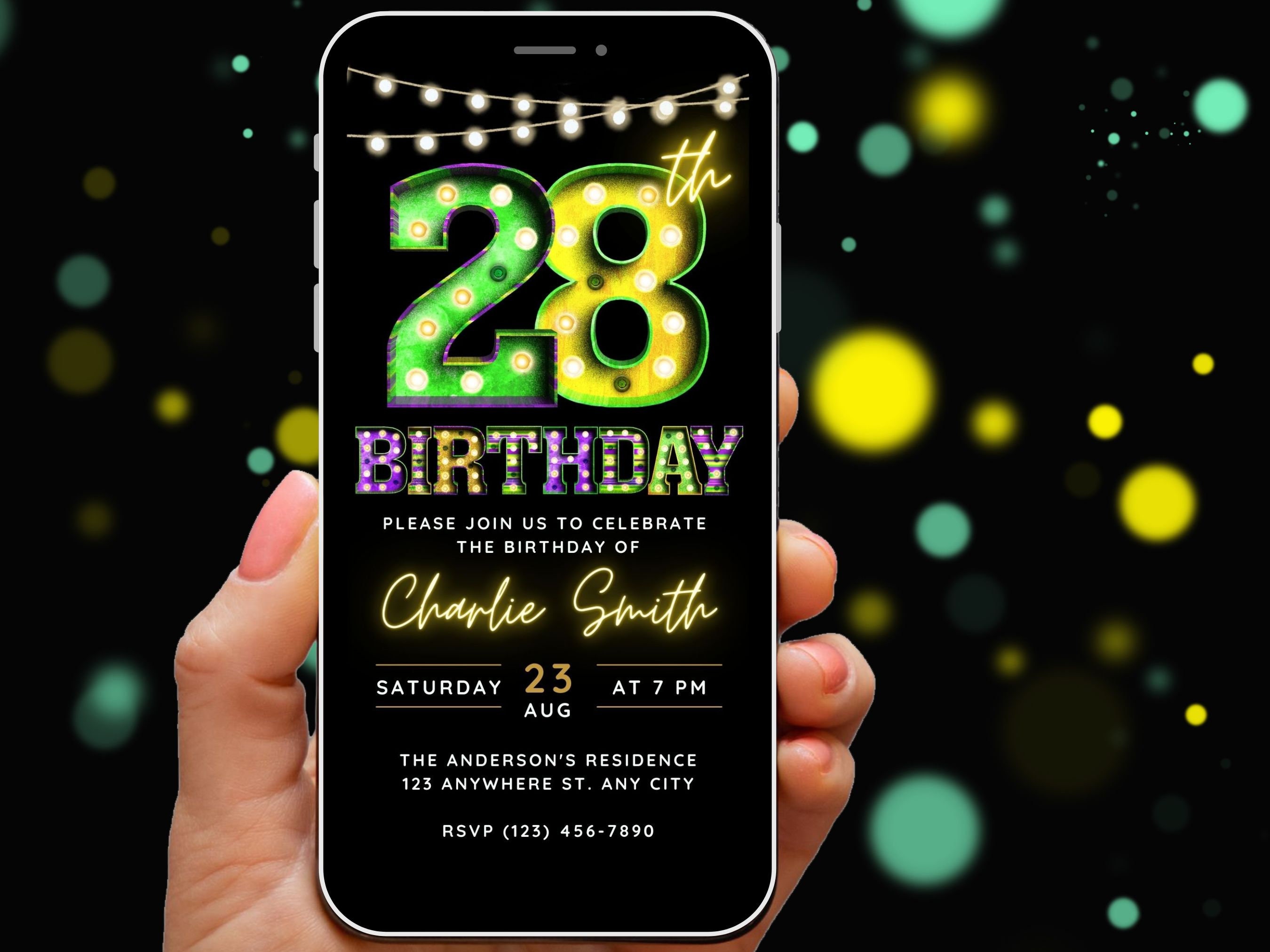Editable 28th Birthday Invitation Template Digital Invite for - Etsy