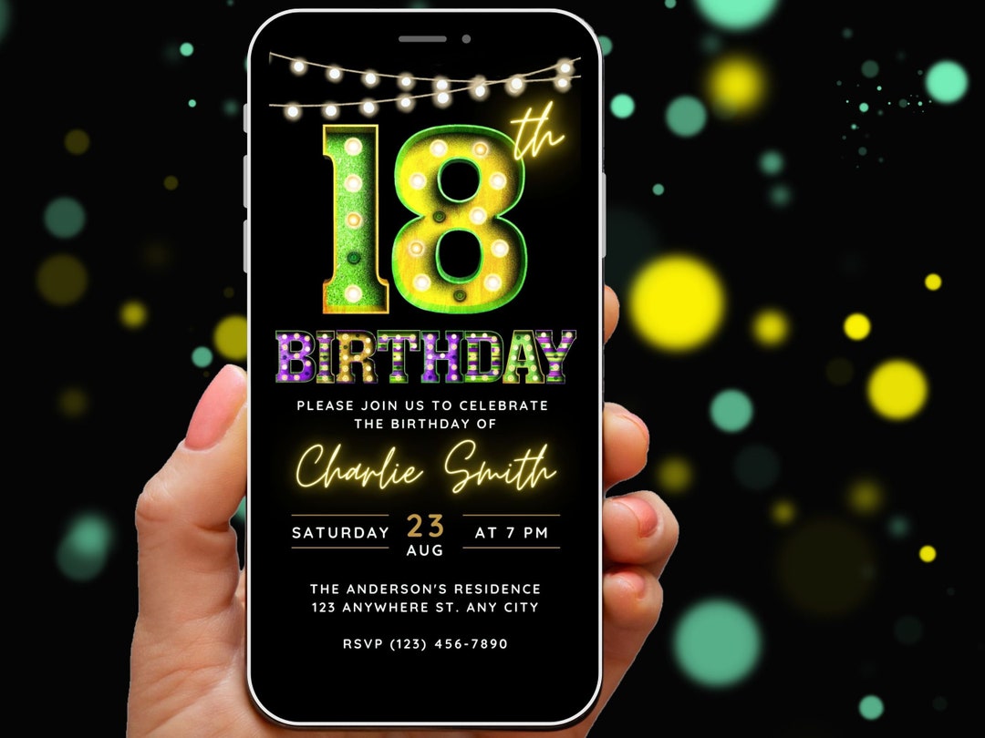 Editable 18th Birthday Invitation Template Digital Invite for Boy 18th ...