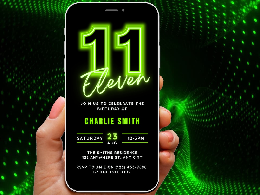 Animated 11th Birthday Invitation, 11th Digital Invite for Boy, 11 Yr Old Bday Video Invitation ...