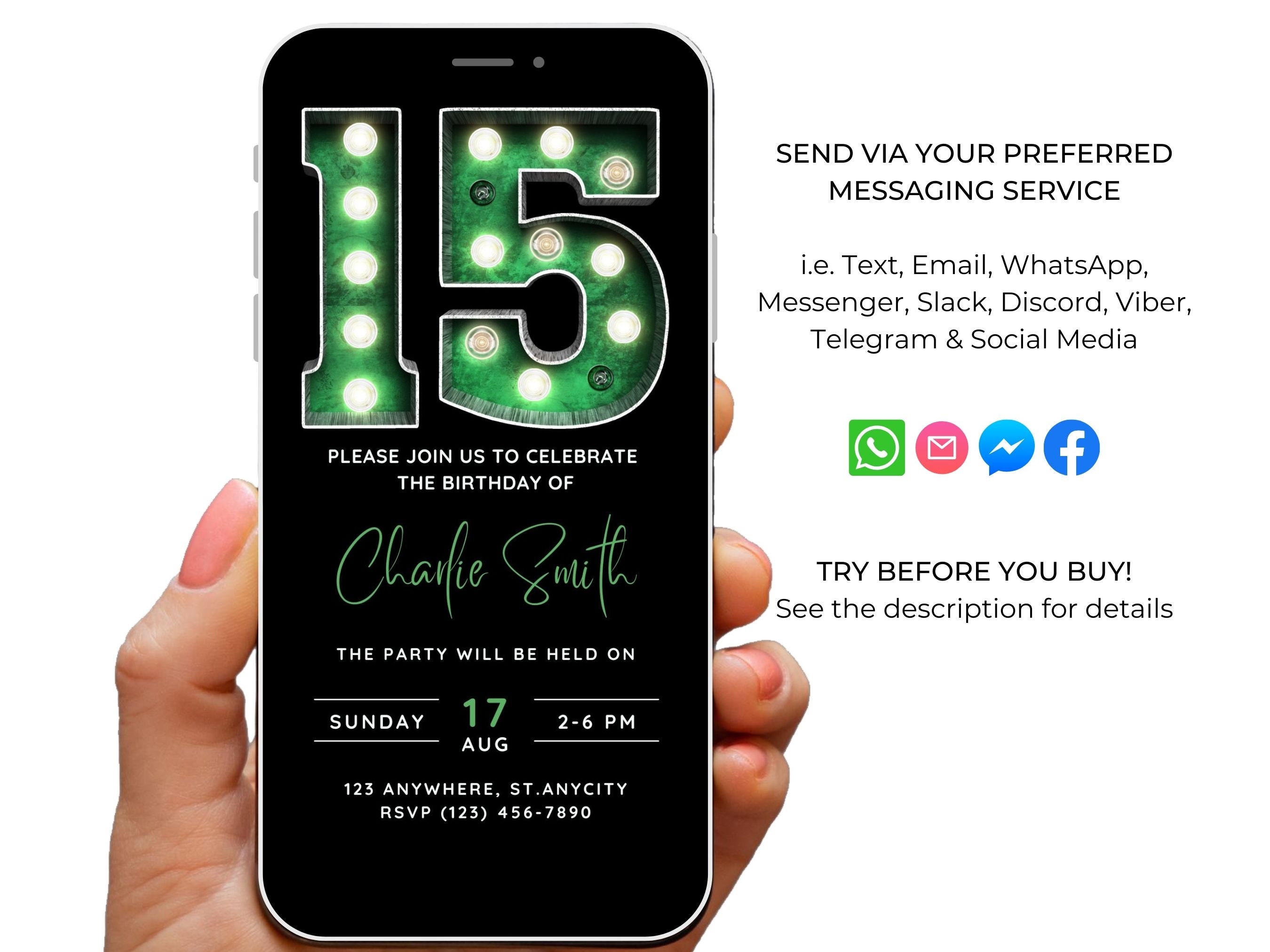 15th Birthday Invitation for Boys 15 Year Old Birthday Party - Etsy