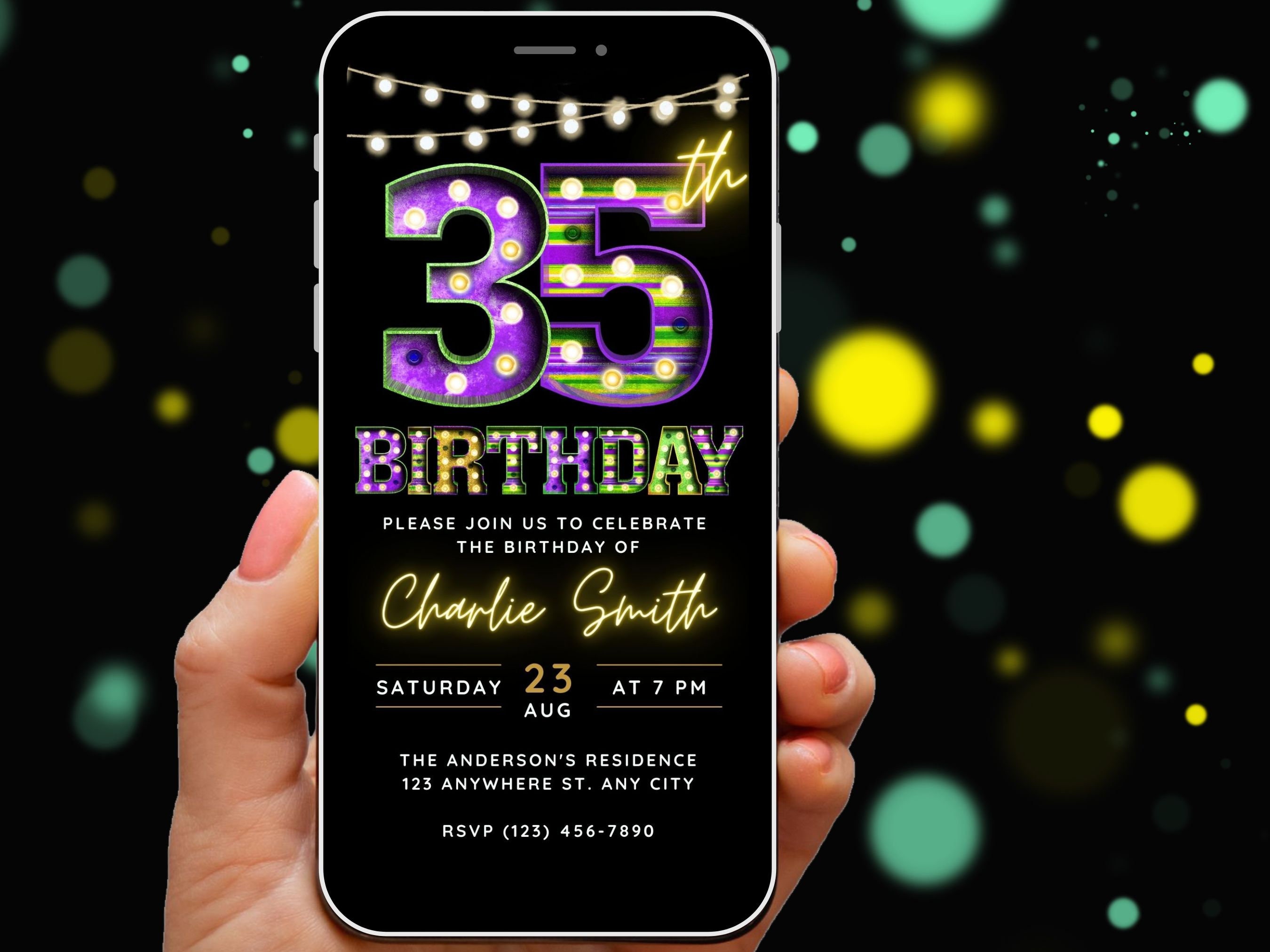 Editable 35th Birthday Invitation Template Digital Invite for - Etsy