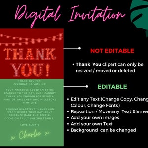 Digital Thank You Card, Editable Thank You Ecard Template, Fun Birthday ...