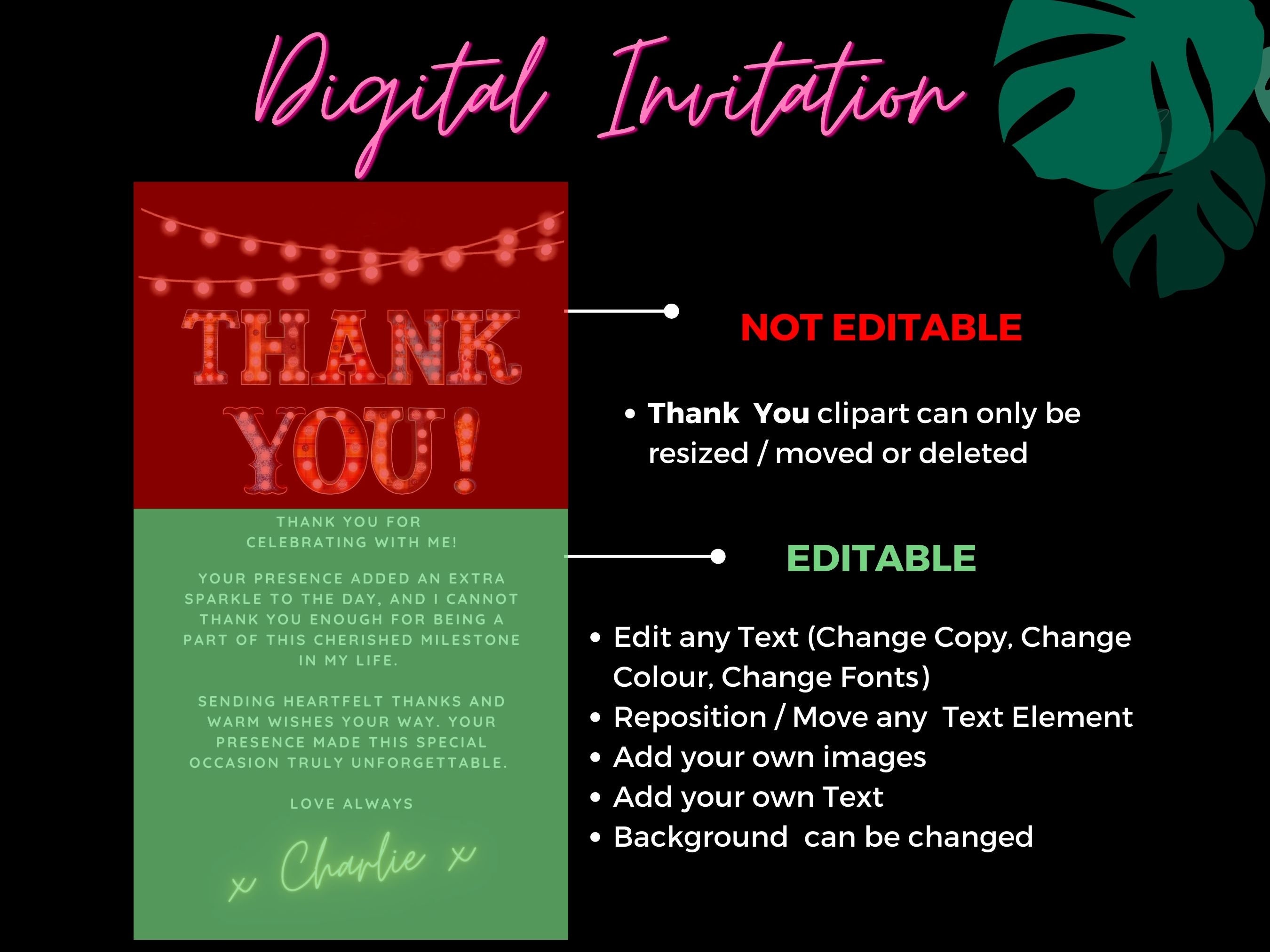 Digital Thank You Card Editable Thank You Ecard Template Fun - Etsy