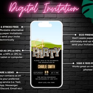 Digital Graduation Trunk Party Invite, Animated Gold College Send off ...