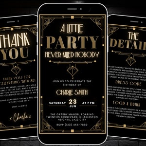 A Little Party Never Killed Nobody Invitation, Gatsby 1920s Themed ...