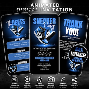 Animated Sneaker Ball Party Invitation for Mobile, Self Edit ...