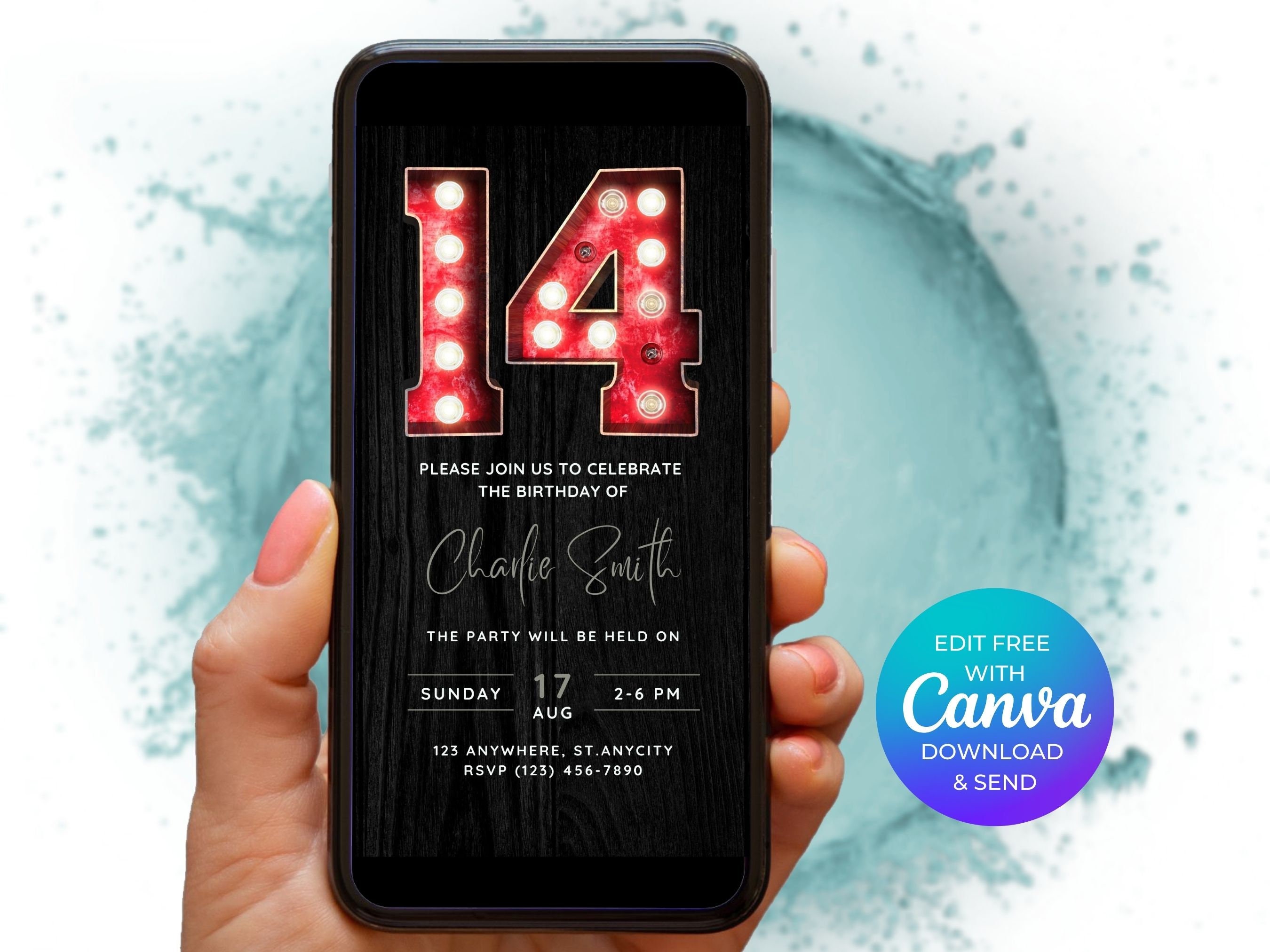 Boys 14th Birthday Party Invitation Digital 14th Party - Etsy