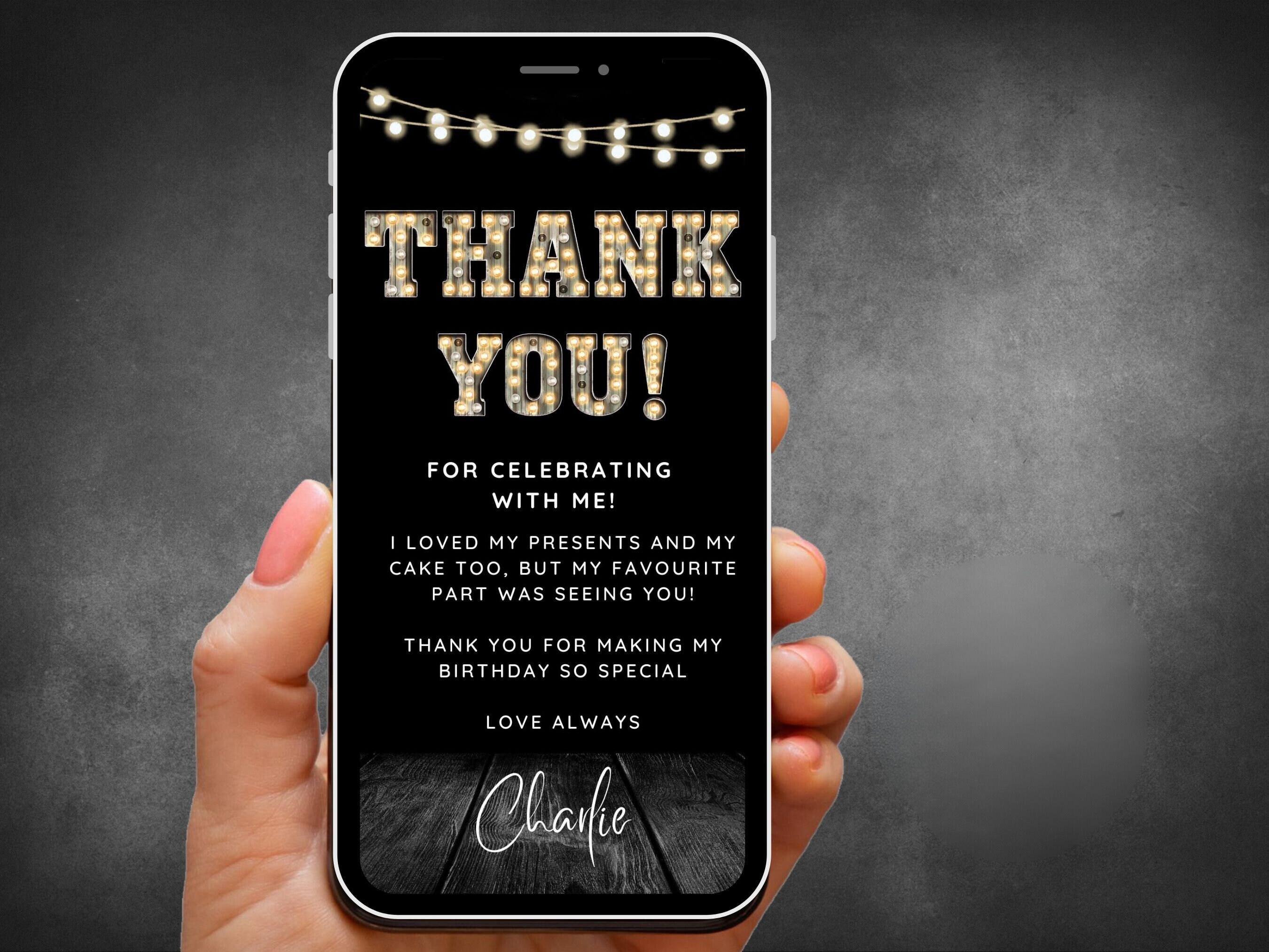 Digital Thank You Message, Any Event Thank You for Adults, Electronic ...