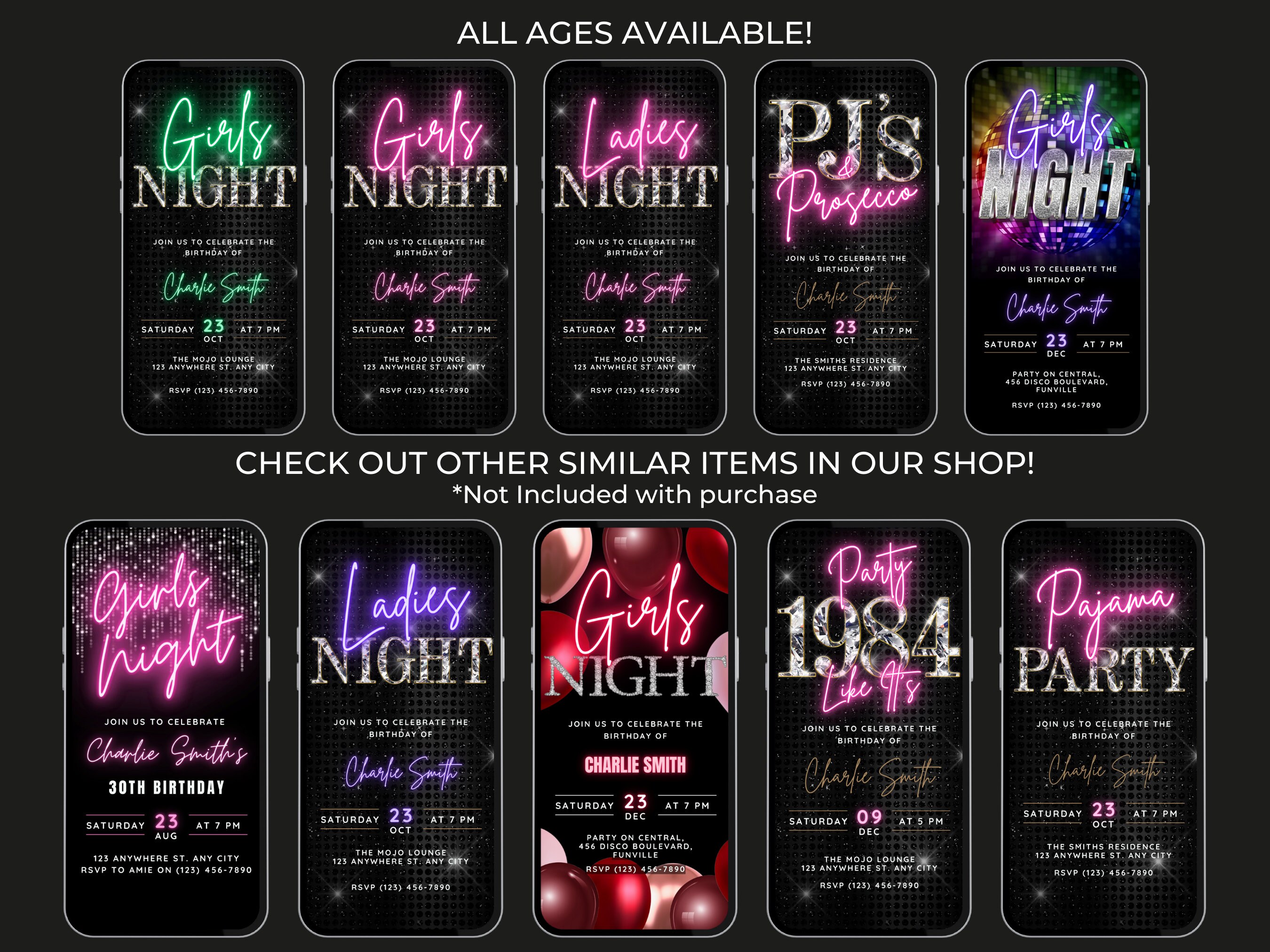 Digital Girls Just Wanna Have Fun Invitation, Ladies Night Out Phone ...