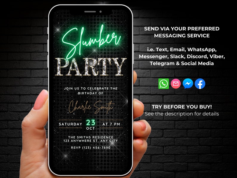 Slumber Party Invitation, Digital Pajama Party Birthday Invitation ...