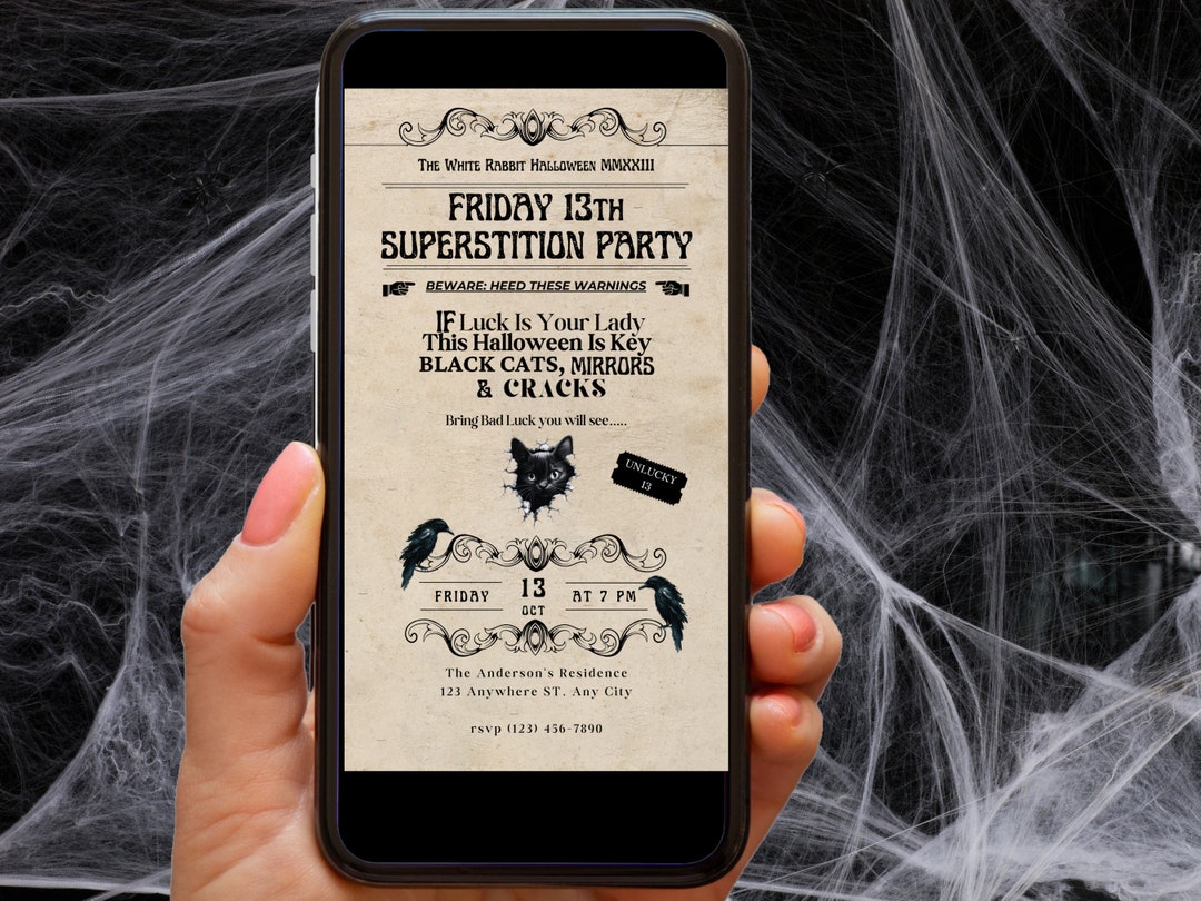 Friday the 13th Superstition Party Invitation, Superstition Party ...