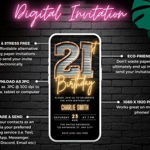 Digital 21st Birthday Invitation for Men, 21 Digital Invite Ecard ...