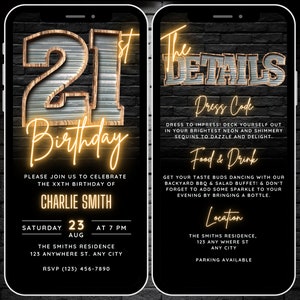 Digital 21st Birthday Invitation for Men, 21 Digital Invite, Rustic ...