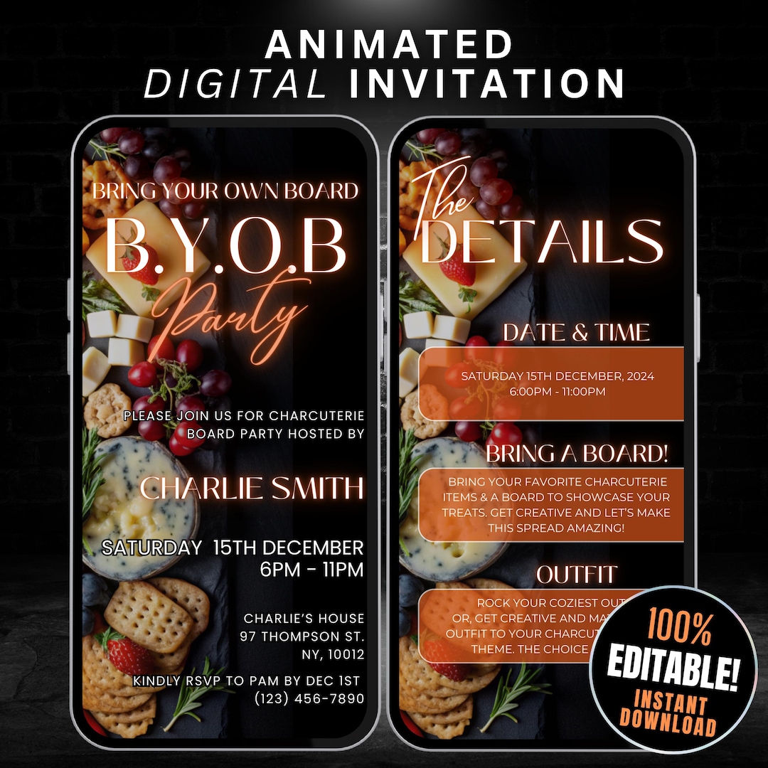 Bring a Own Board Party Invitation Itinerary Template, Editable ...