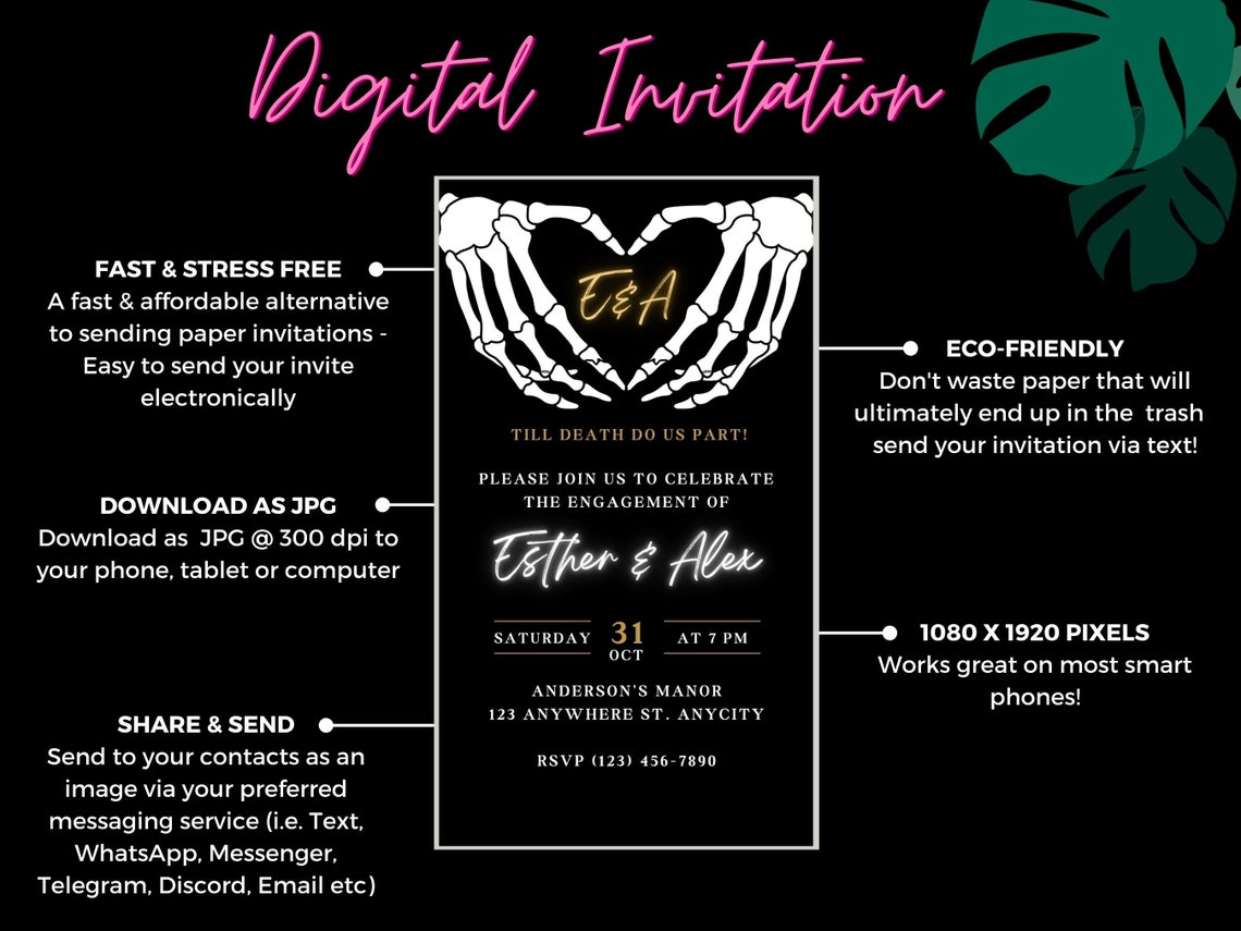 Gothic Engagement Party Invitation Digital Invite, Till Death Do Us ...