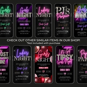 Digital Ladies Night Invitation, Animated Neon Hot Pink Lets Get Tipsy ...