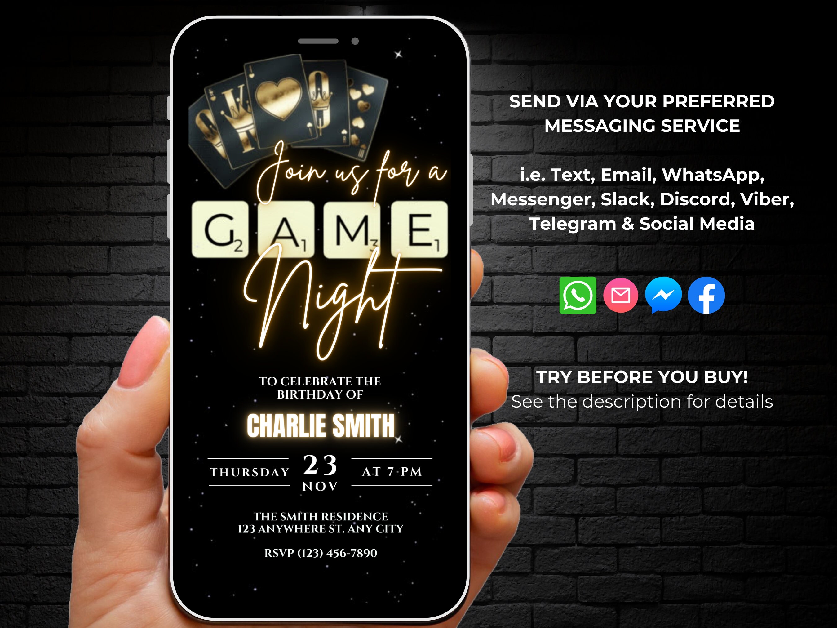 Animated Game Night Invitation for Adults, Family Game Night Party ...