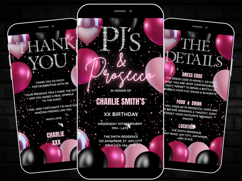 Adult Pjs & Prosecco Party Invitation, Blush Pajama Party Birthday ...