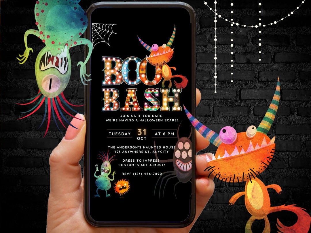 Editable Halloween Invitation for Kids Boo Bash Invite Digital Cute ...