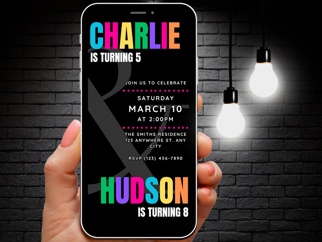 Animated Joint Birthday Party Invitations for Boy & Girls, Fully ...