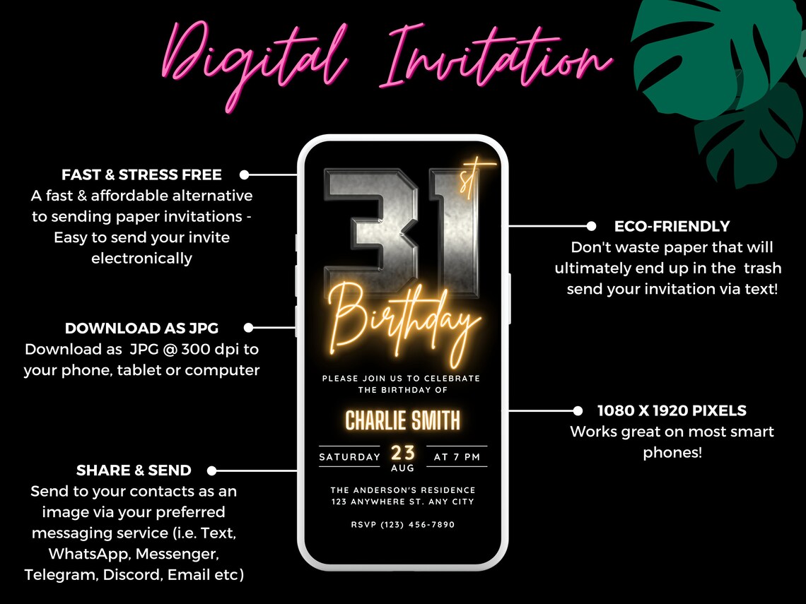 Mens 31st Birthday Invitation Template Download, 31st Birthday Invite ...