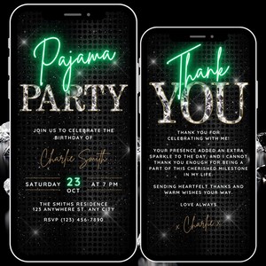 Pajama Party Invitation, Digital Sleepover Slumber Party Birthday ...