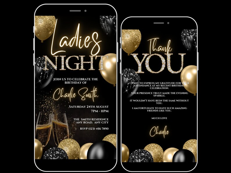 Glam Ladies Night Out Invitation Digital Invite, Fun Surprise Birthday ...
