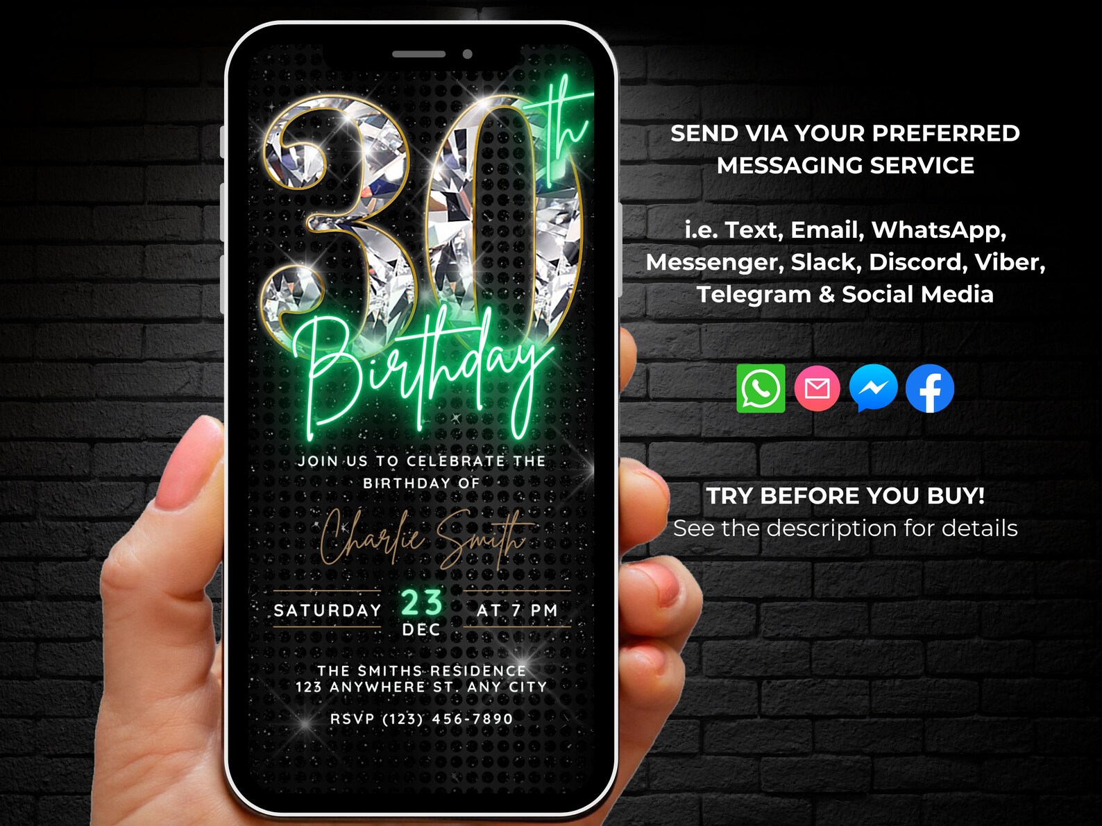 Animated 30th Birthday Digital Invite for Women, 30th Birthday Video ...