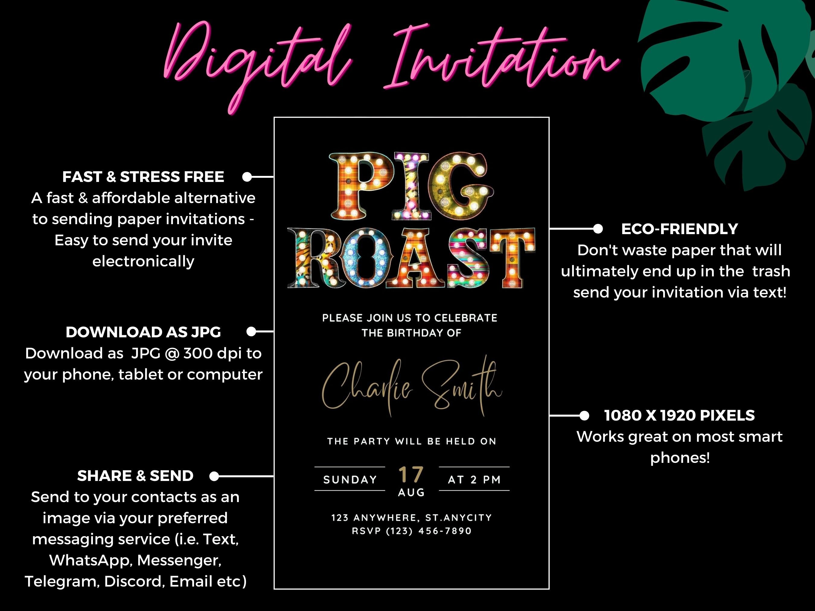 Pig Roast Invitation Digital Invite Canva Template - Etsy