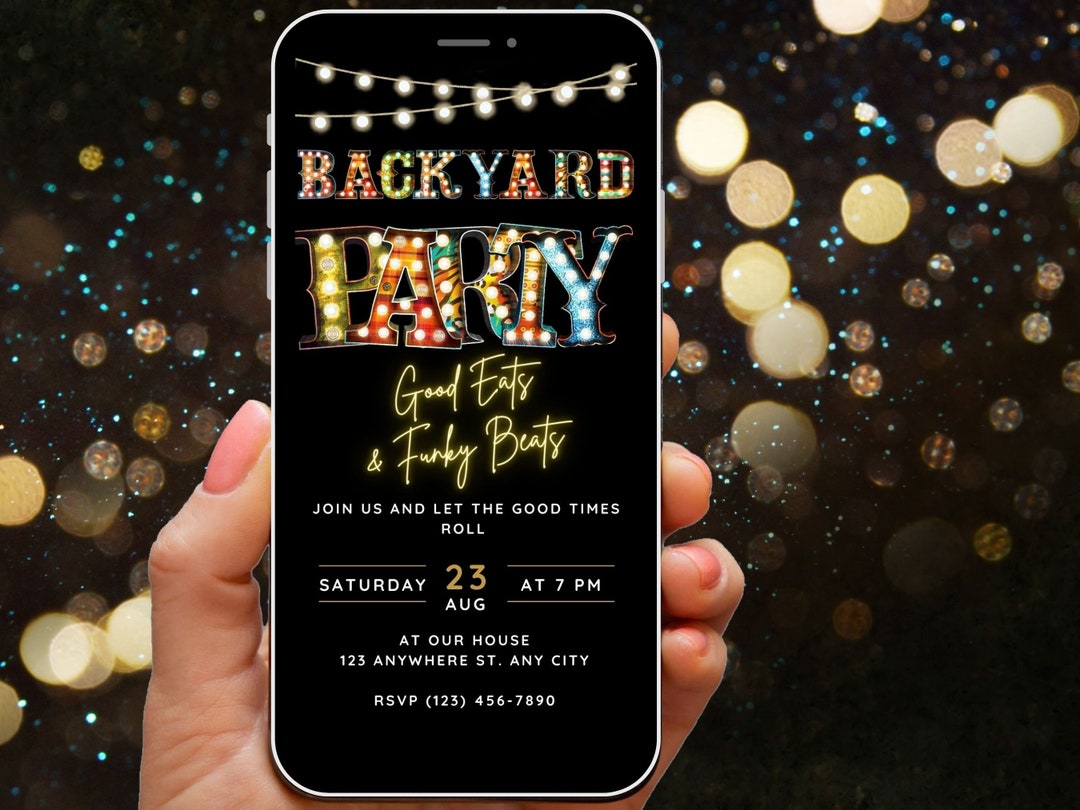 Digital Backyard Party Invite, Backyard Invitation for Adults, Backyard ...