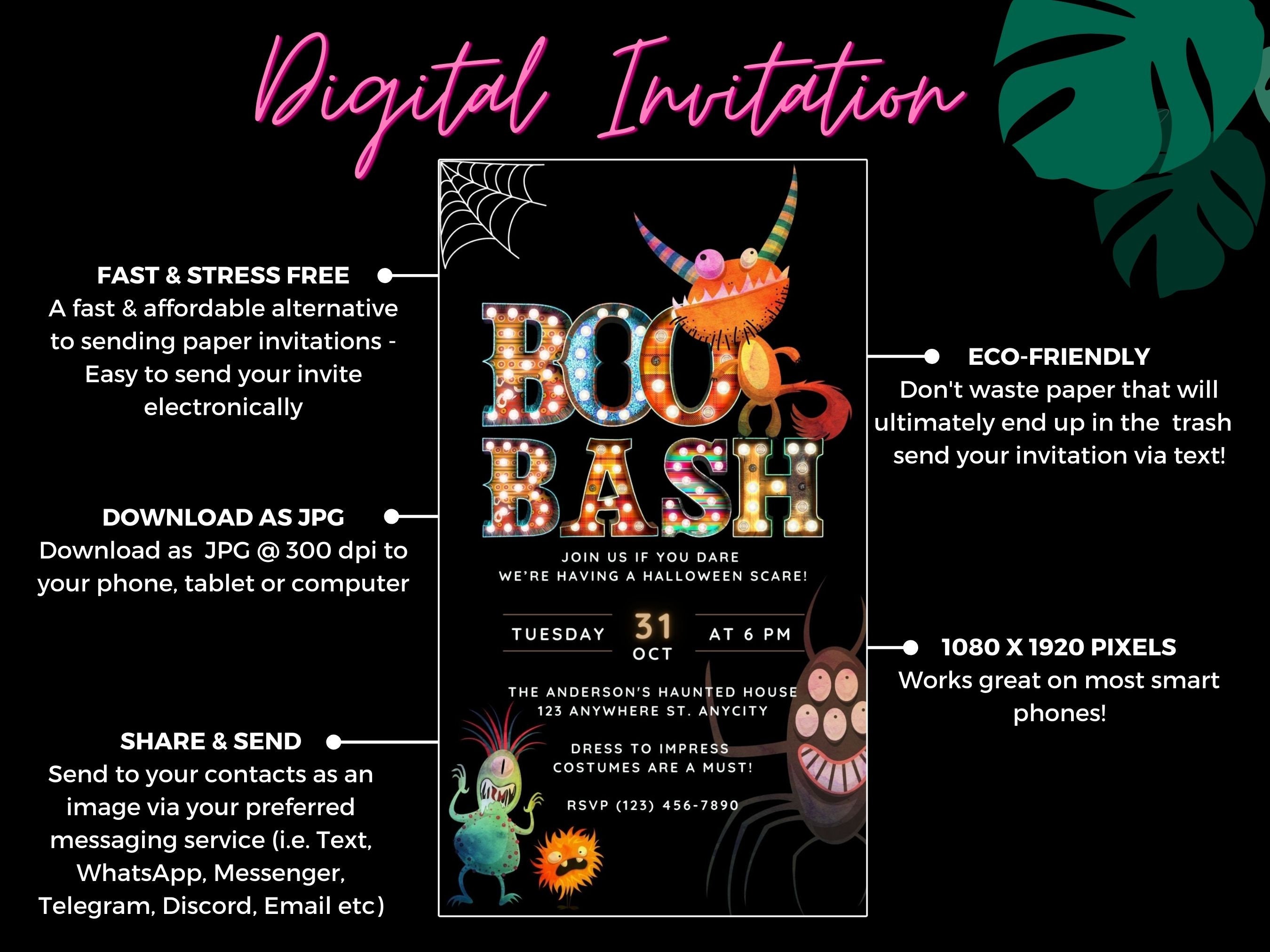 Editable Halloween Invitation for Kids Boo Bash Invite Digital - Etsy