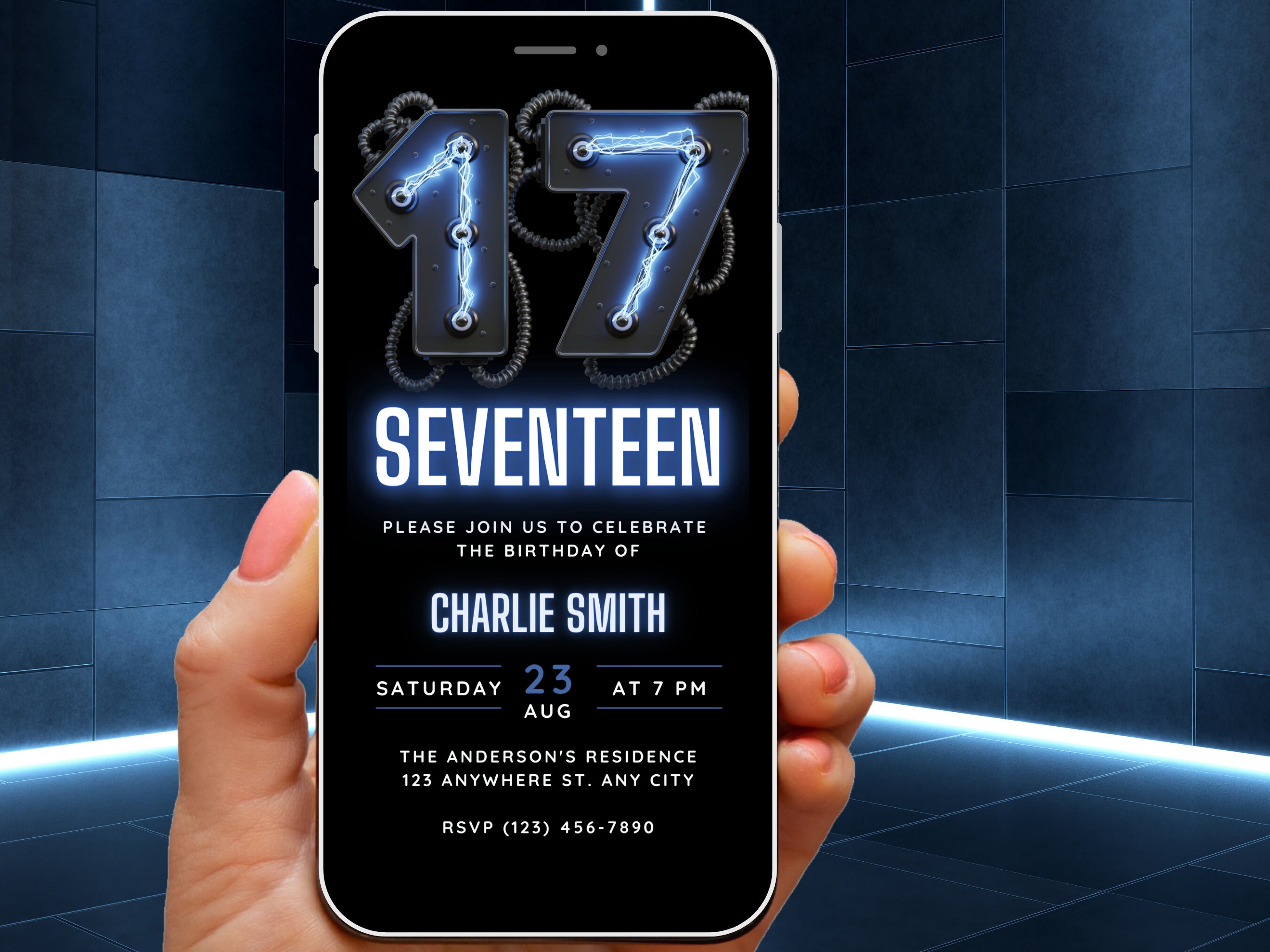 17th Birthday Invite Digital Template 17th Birthday - Etsy