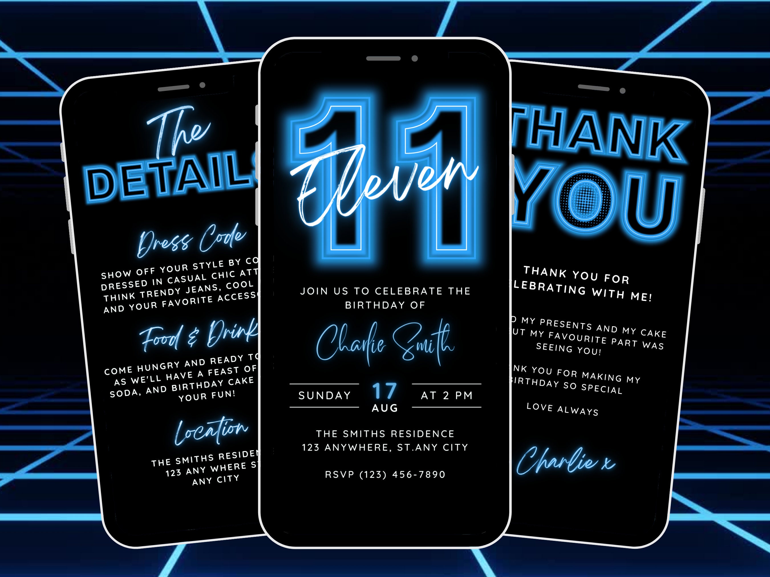 Animated 11th Birthday Invitation Template for Boys 11th - Etsy