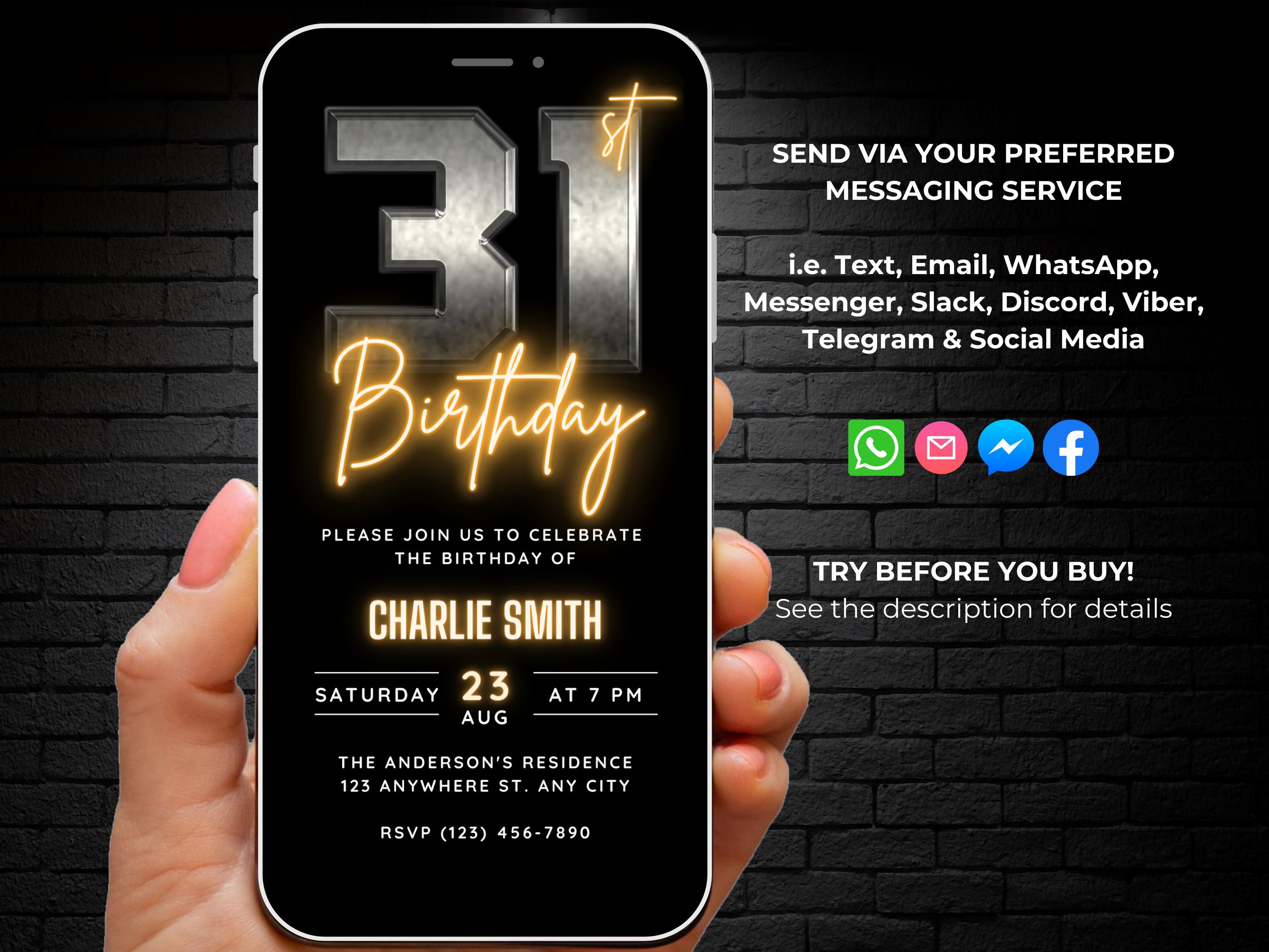 Digital 31st Birthday Invitation for Men 31 Invite Flyer - Etsy