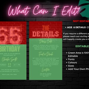 Mens 55th Birthday Invite, 55th Digital Invitation Black Gold Invite ...