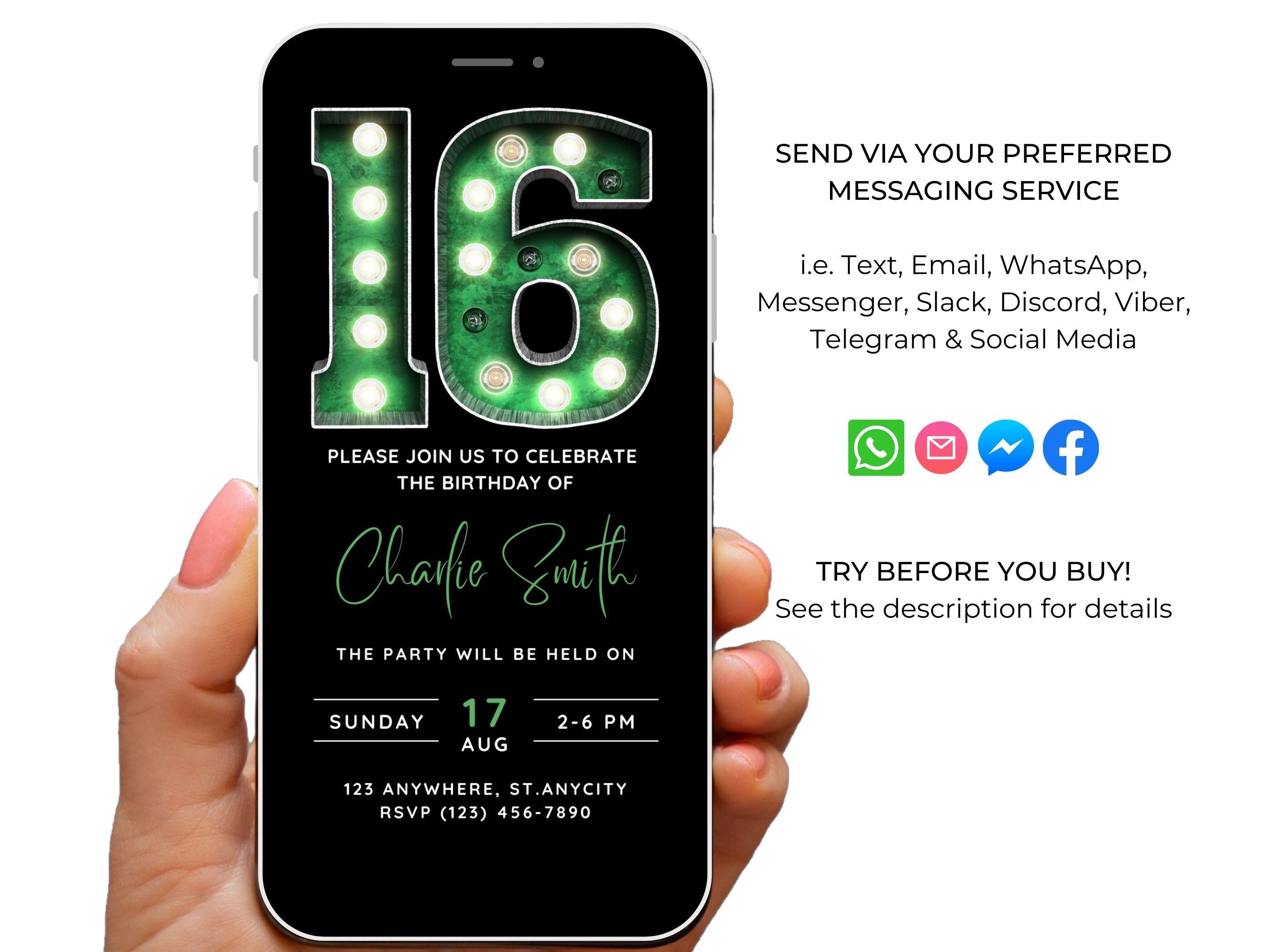 16th Birthday Invitation for Boys 16 Year Old Birthday Party - Etsy