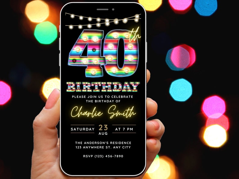 Editable 40th Birthday Invitation Template Digital Invite for Her, 40th ...