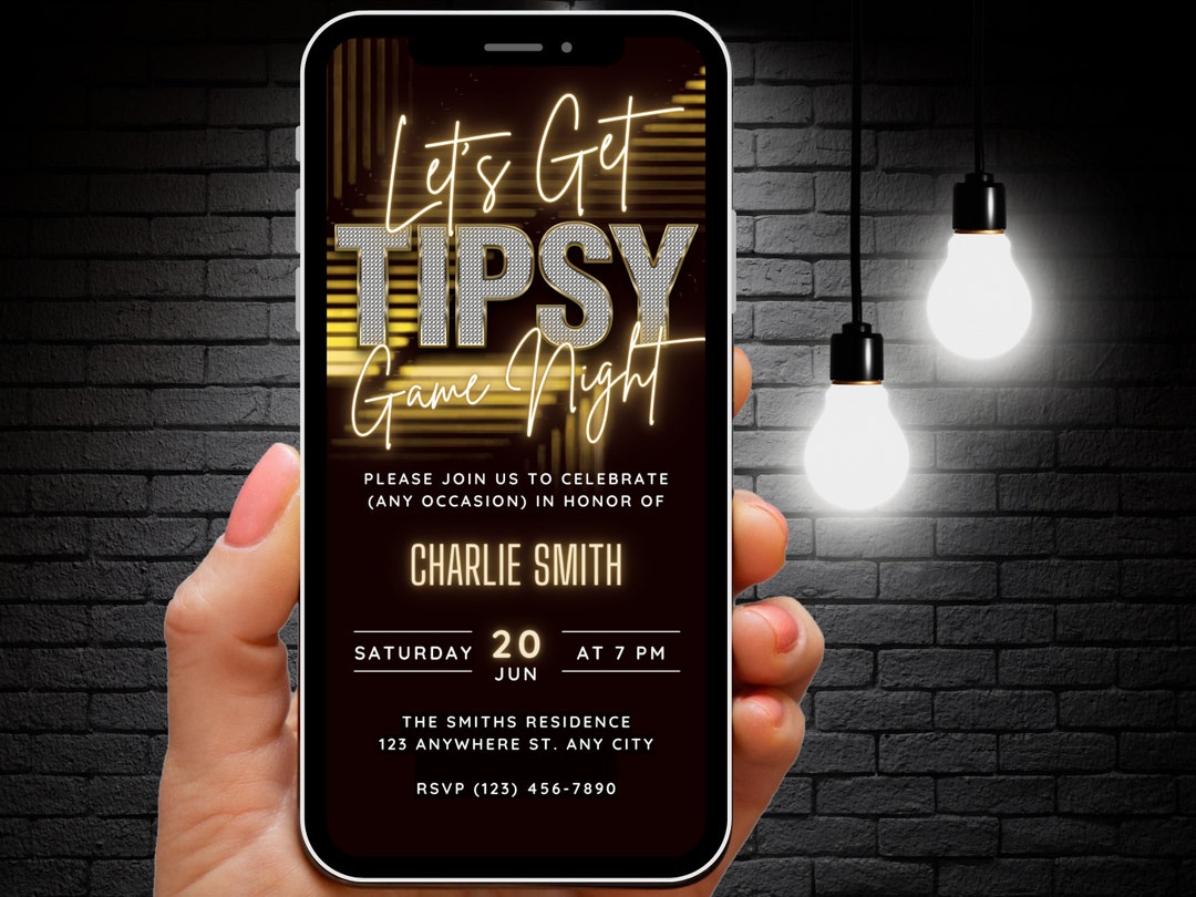 Animated Lets Get Tipsy Game Night Invitation for Adults, Editable ...