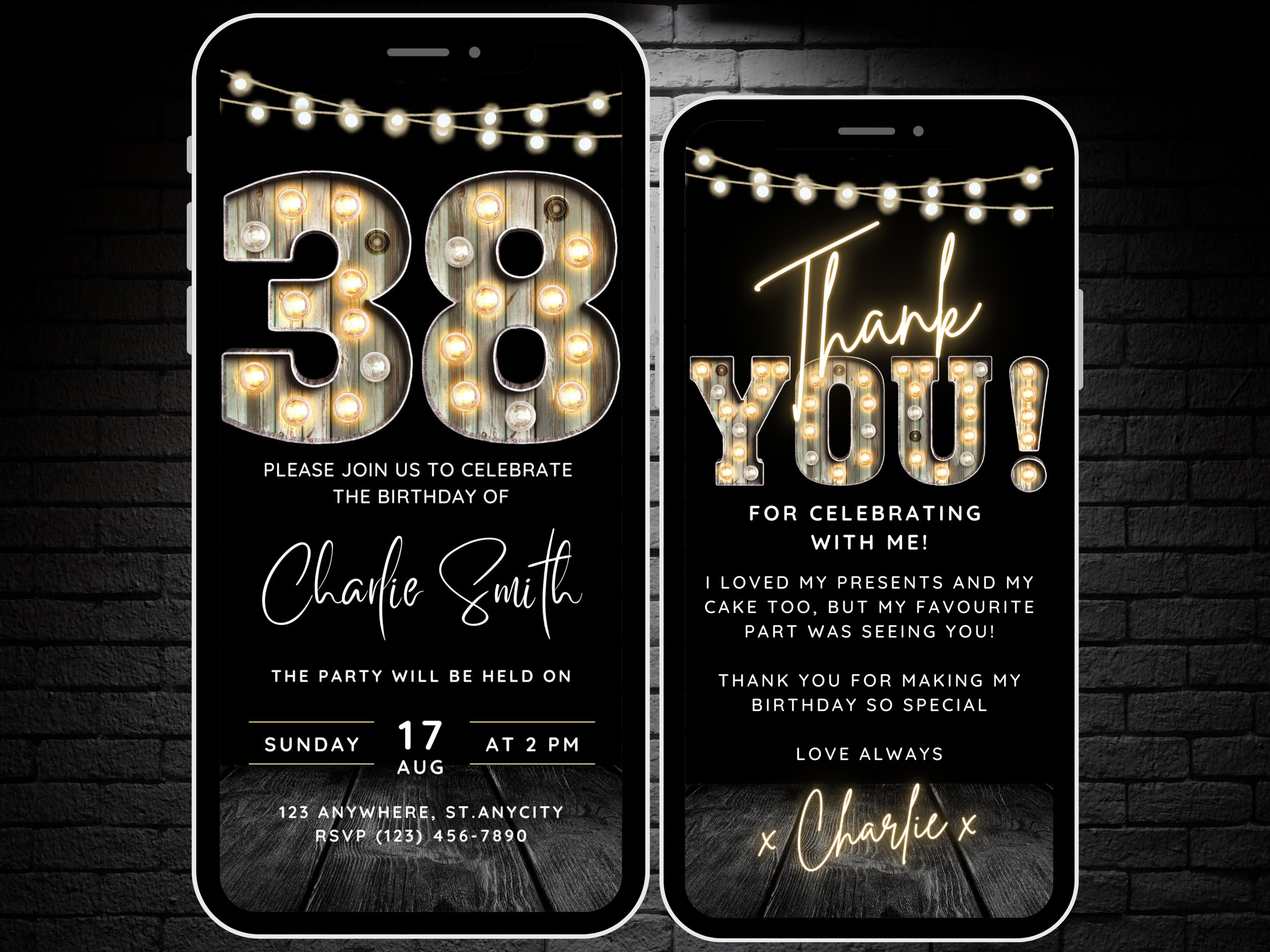 Digital 38th Birthday Invitation for Men 38th Birthday Invite - Etsy
