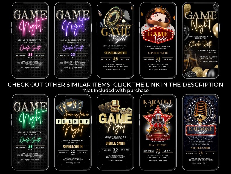Digital Game Night Invitation for Adults, Diamond Birthday Game Night ...