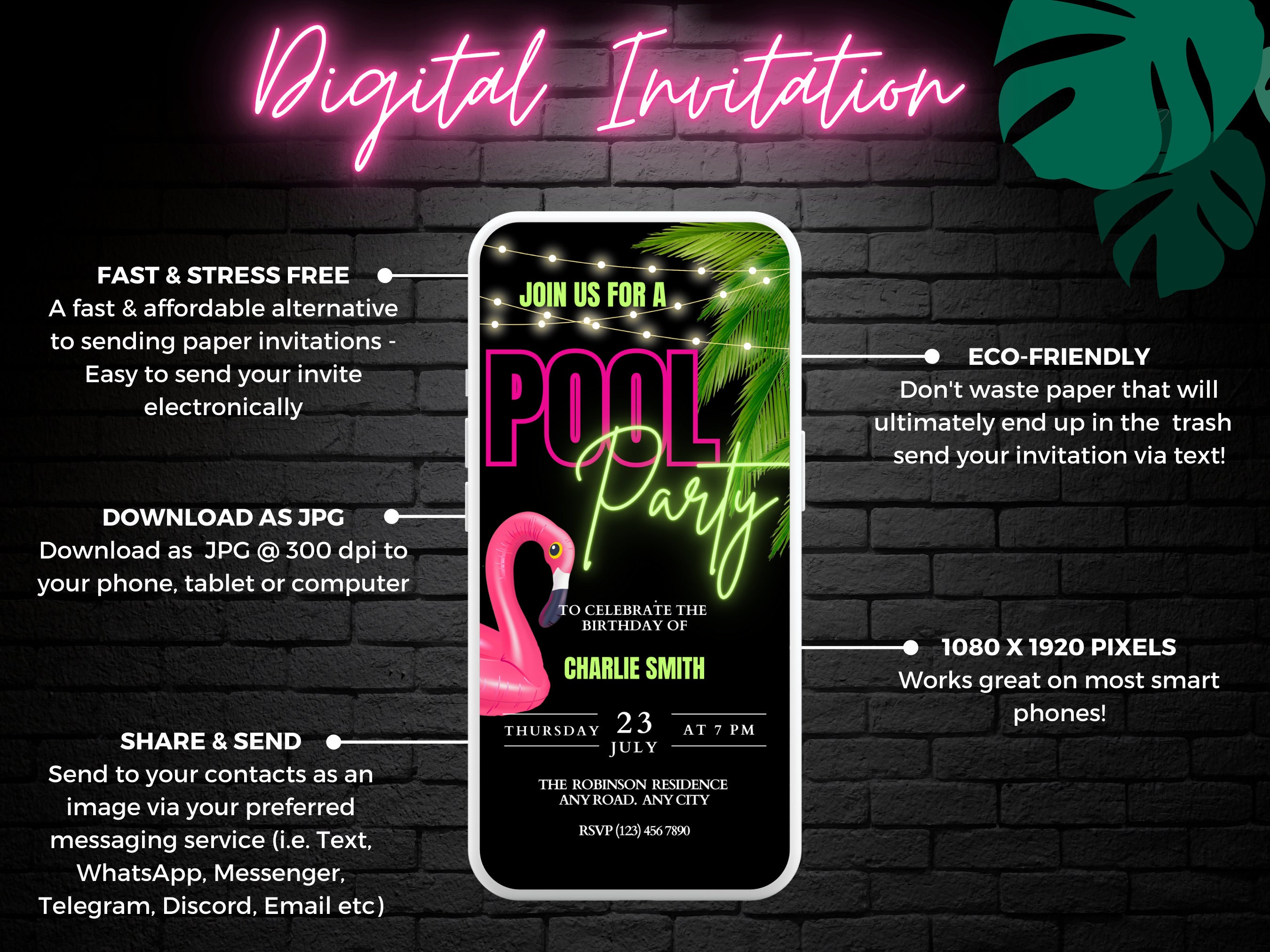 Pool Party Digital Invitation Pool Party & BBQ Invite Hot - Etsy