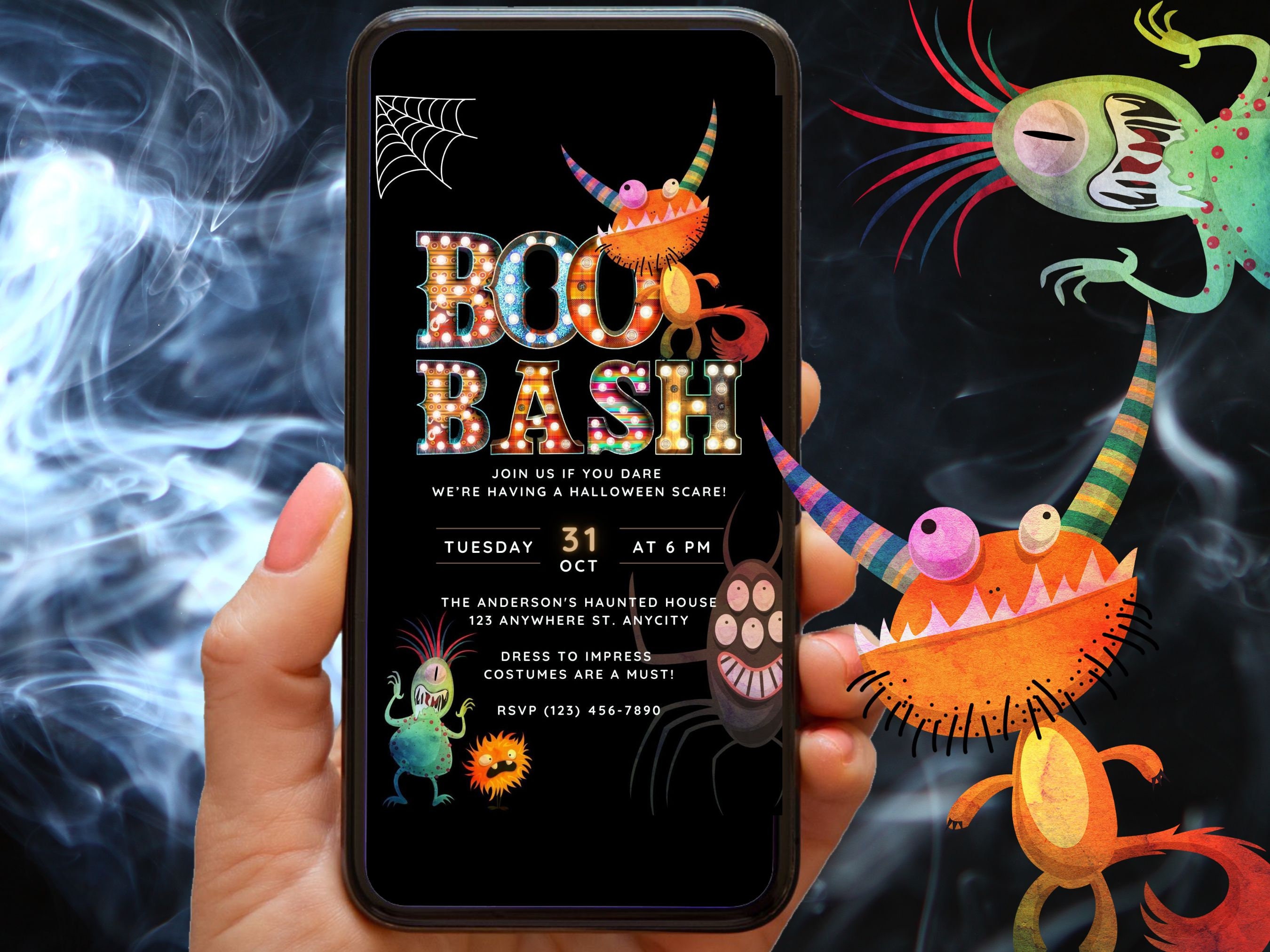 Editable Halloween Invitation for Kids Boo Bash Invite Digital - Etsy