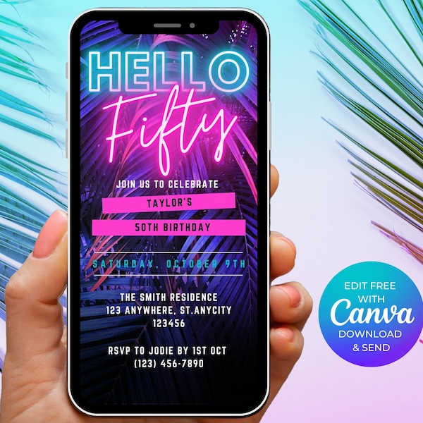 Virtual 50th Birthday Invitation - Etsy