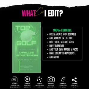 Digital Top Golf Birthday Party Invite, Editable Golf Party Invitation ...