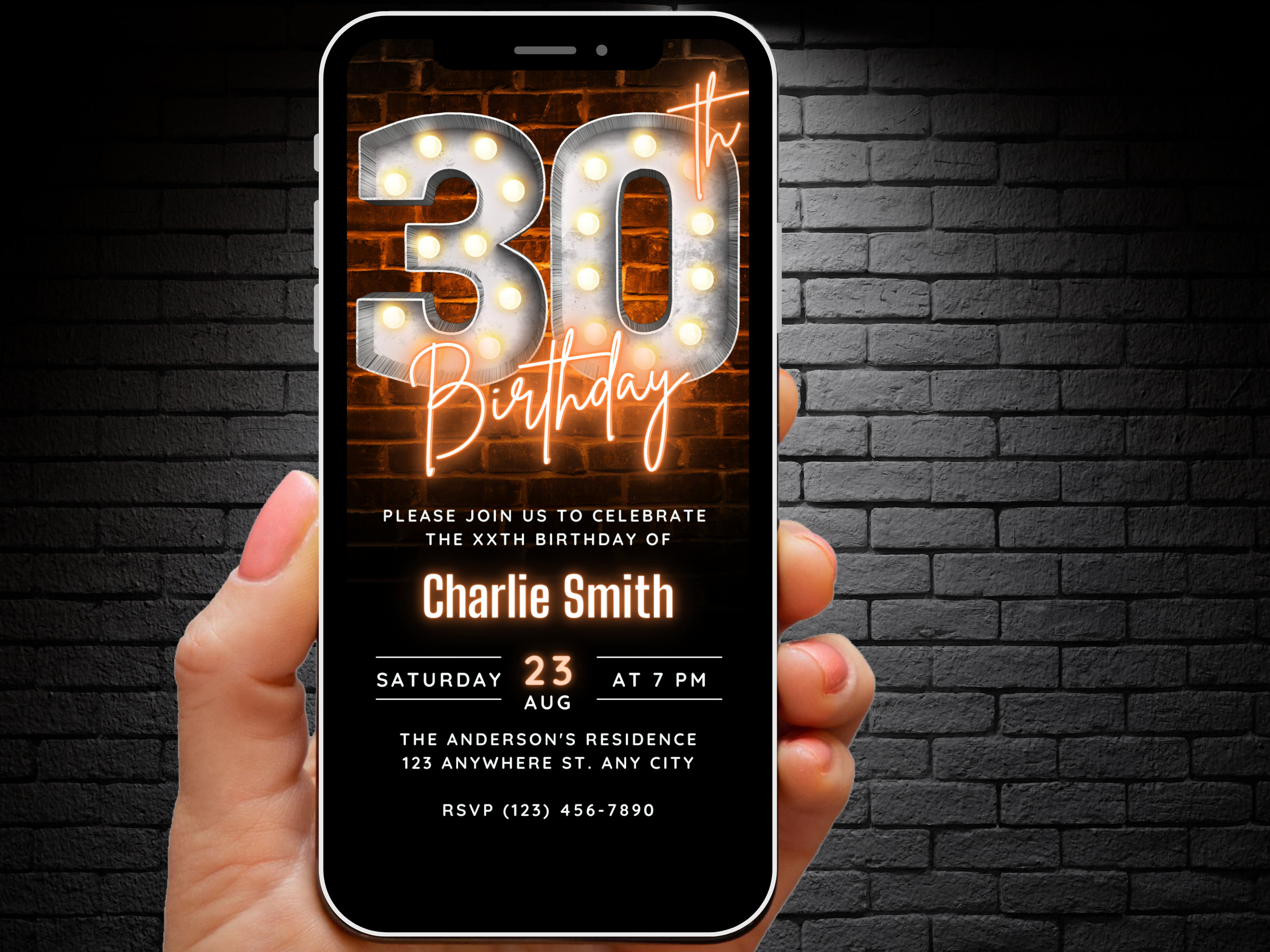 Editable 30th Birthday Invitation for Women Men Digital - Etsy